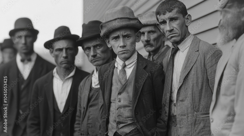 Historical portrait of diverse immigrant workers in early 20th century ...