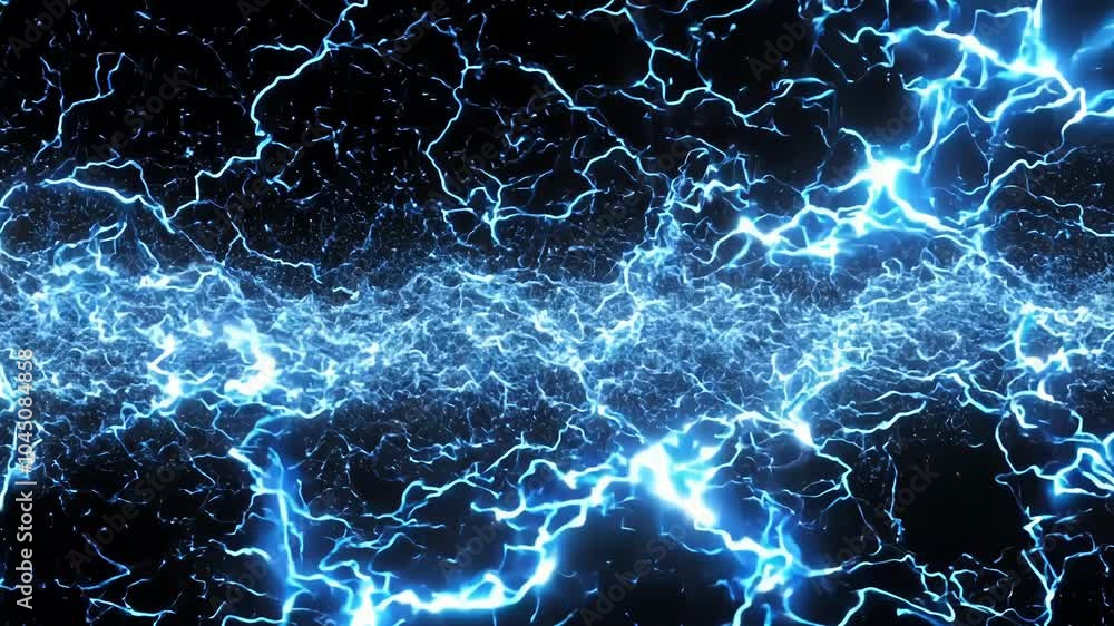 Electric blue lightnings striking. Thunderbolts background motion ...