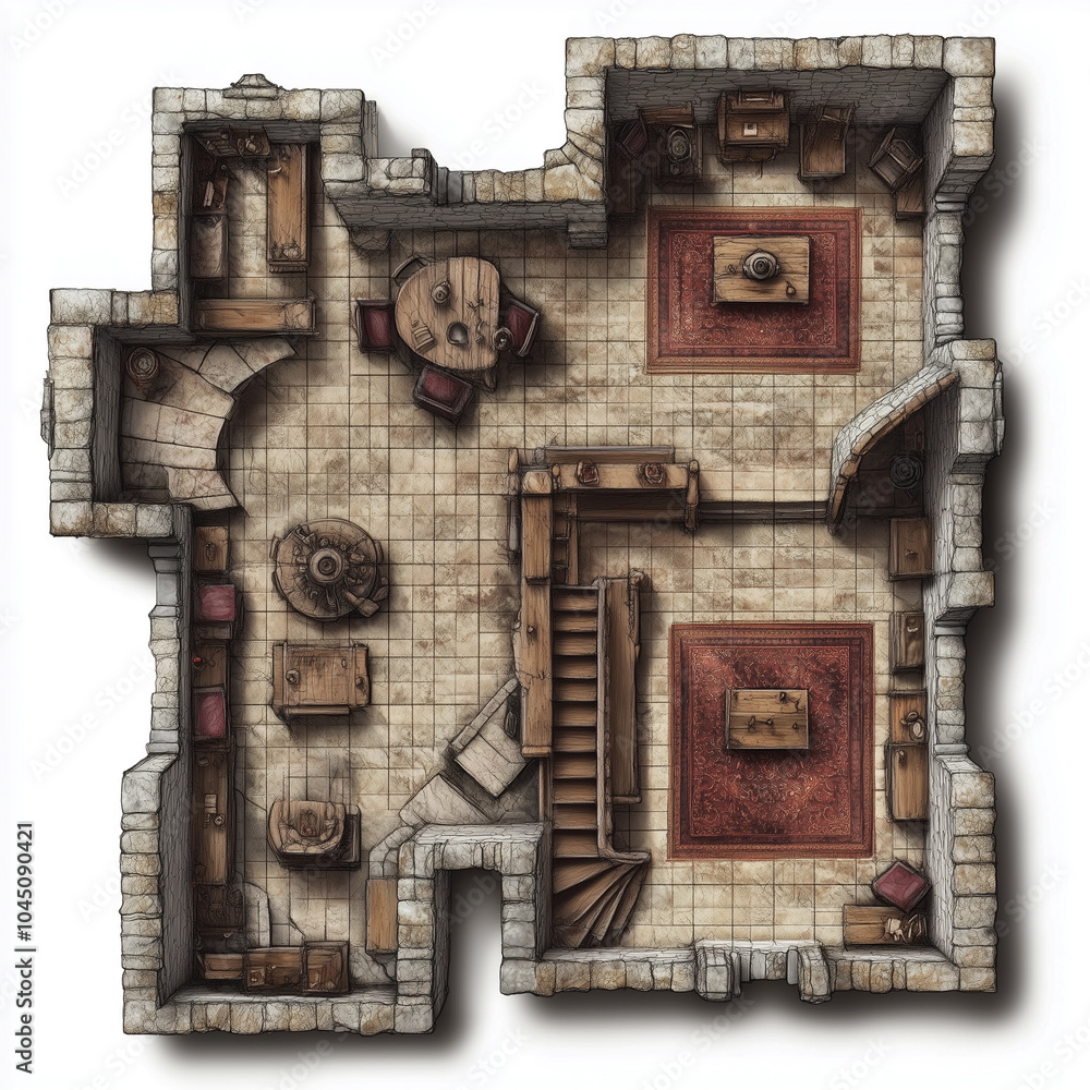 Strategic Vampire Lair Battle map - Detailed Top Down Fantasy Room Art ...