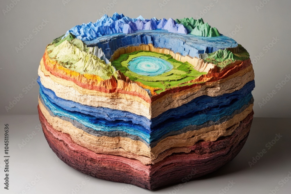 A cross-section of Earth showing different geological layers, from the ...