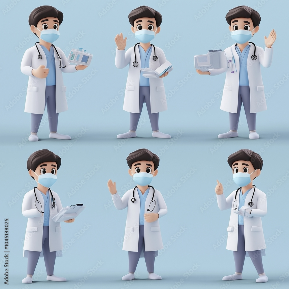 "This image shows a cartoon of a doctor, representing a profession ...