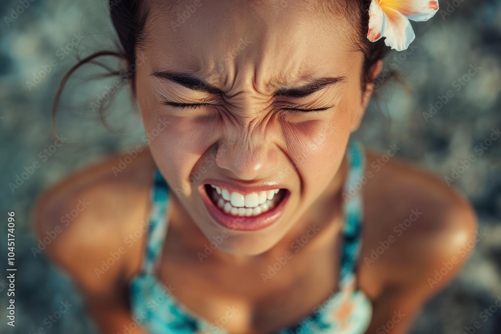 Intense expression of anger and disappointment of young hispanic woman ...