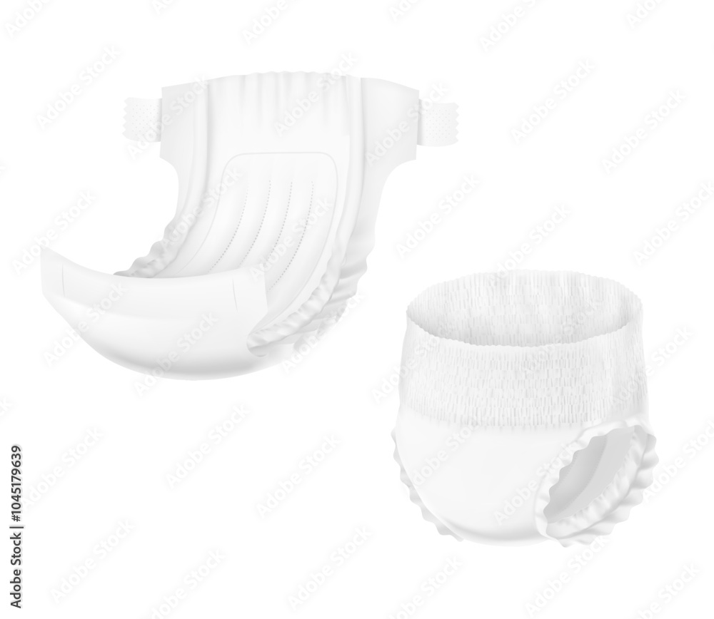 Detailed diaper mockup. Vector illustration isolated on white ...