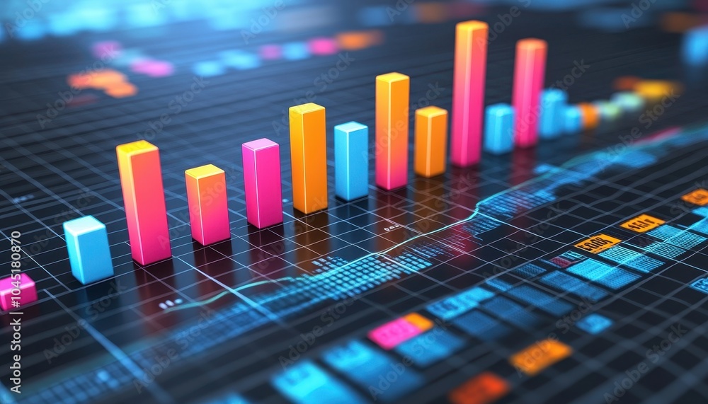 Colorful statistics chart background featuring vibrant bars and ...