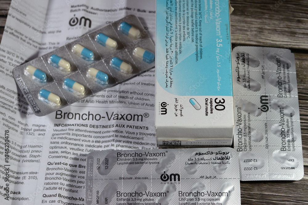 Cairo, Egypt, October 4 2024: Broncho-Vaxom Children capsules 3.5mg ...
