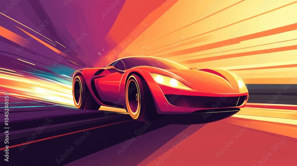 2D cartoon illustration of a speeding car on a chase designed for ...