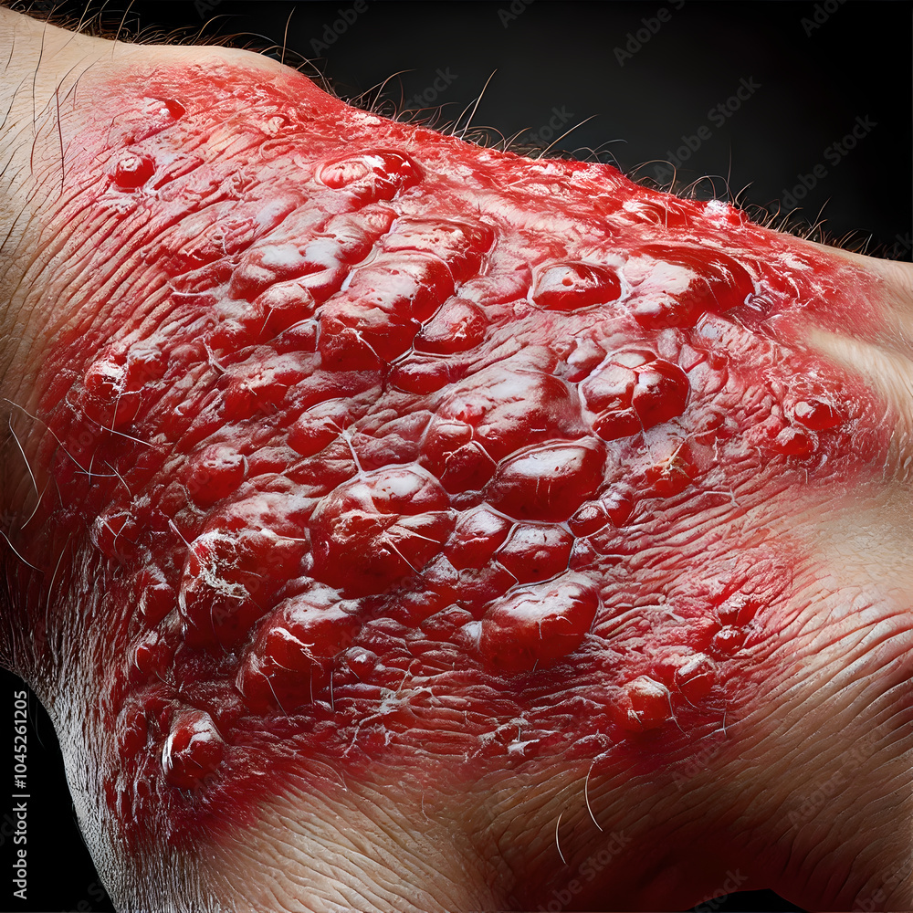 Contact dermatitis, with a clear reaction caused by skin contact with ...