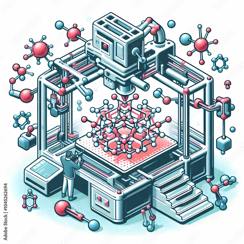 Flat Molecular 3D Printing Action Extreme Close-Up of Molecular 3D ...
