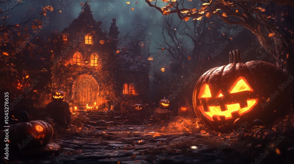 This is an holloween 3D illustration mostly suitable as wallpaper for ...