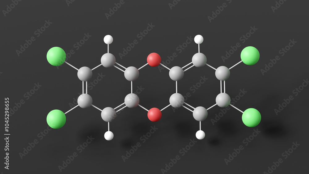 Poster dioxin molecule 3d, molecular structure, ball and stick model ...