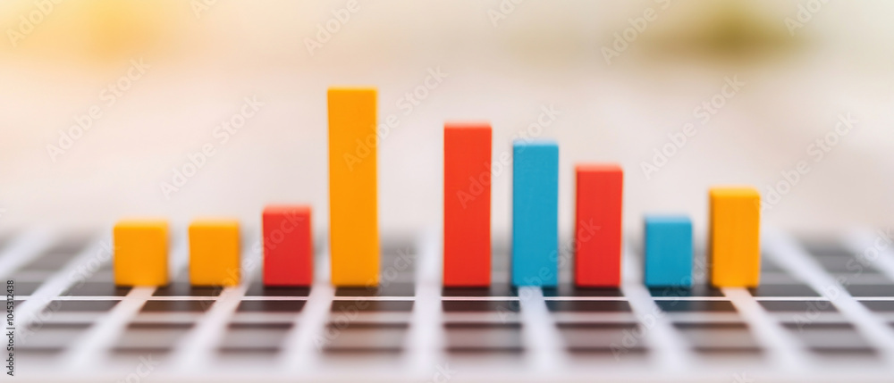 Colorful bar graph analysis on a grid background for statistical ...