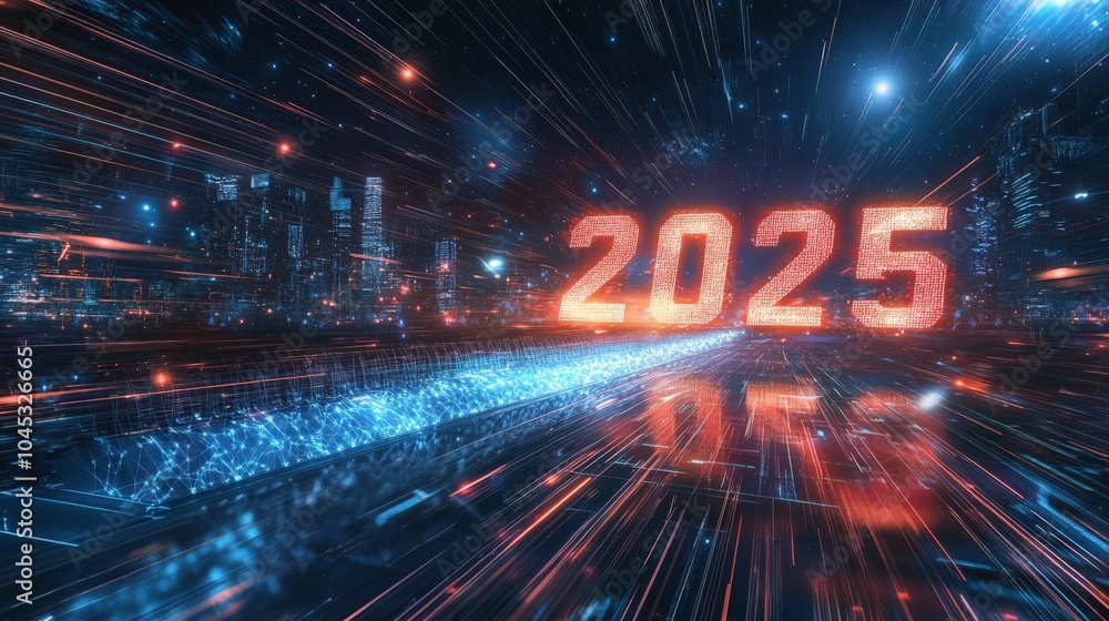 A dynamic and futuristic scene symbolizing the transition from the ...
