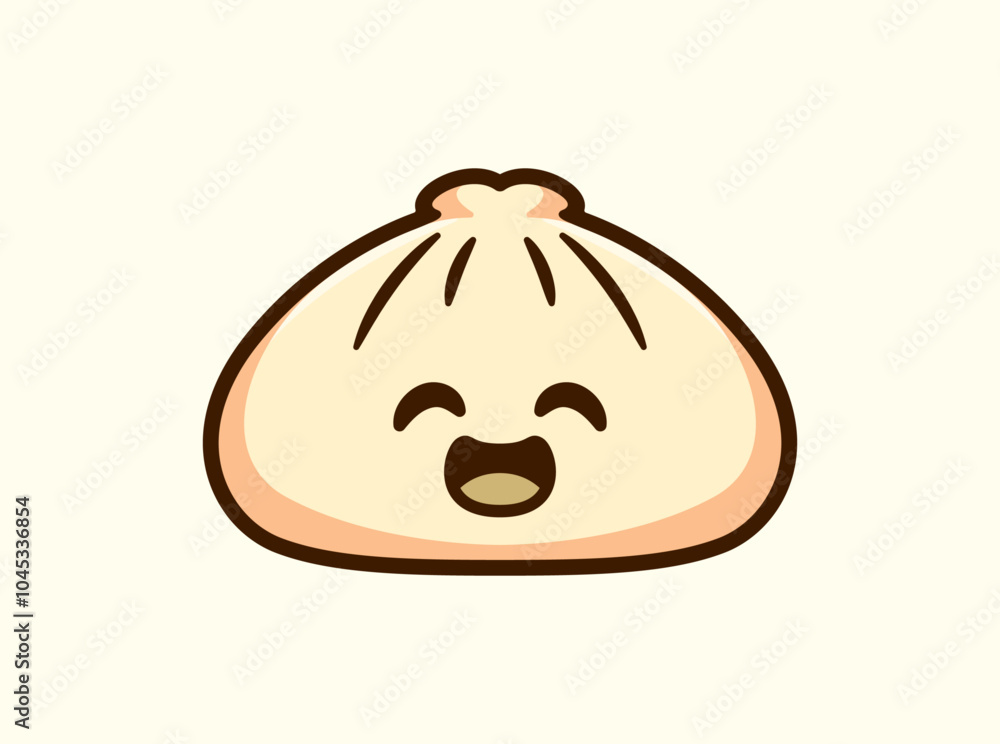 Happy and Cute Dumpling Character Vector Illustration for Food-Themed ...