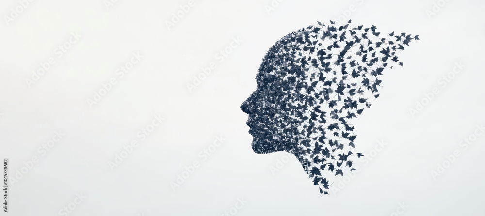 Photo & Art Print Artistic depiction of human profile dissolving into ...