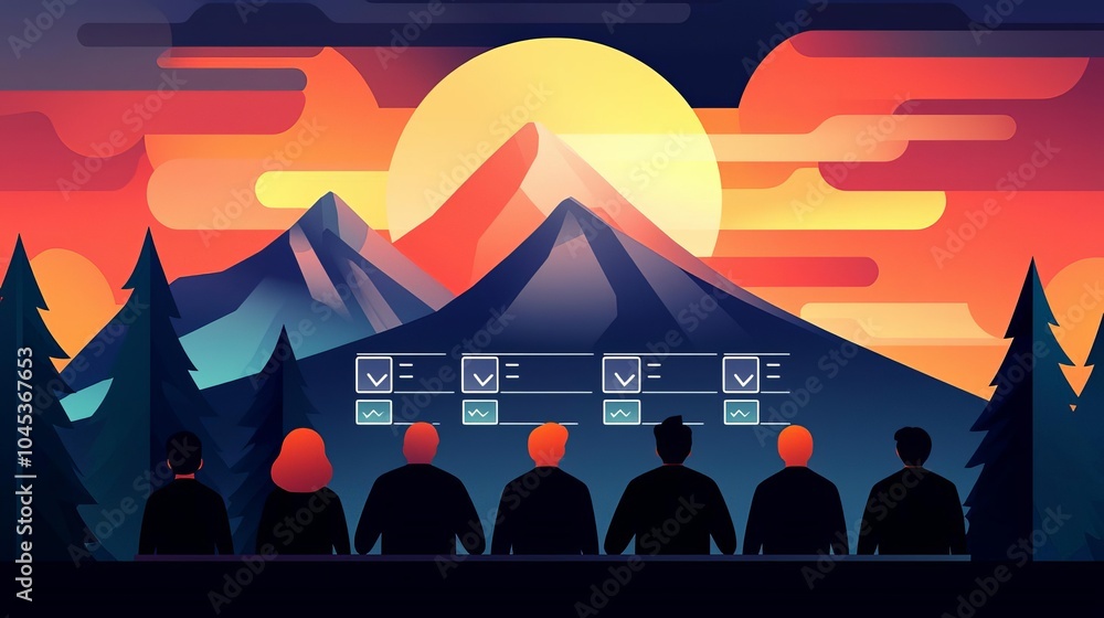 Team stand-up meeting displayed as a visual timeline on a digital ...