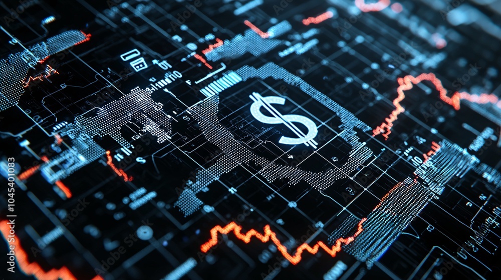 Bond performance chart with digital arrows and detailed currency ...