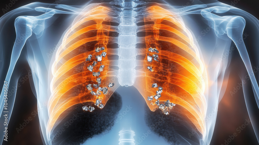 Human chest X ray showing visible rib fractures and lung details Stock ...