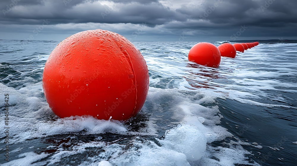 Wave energy converter array floating in the open sea, harnessing the ...
