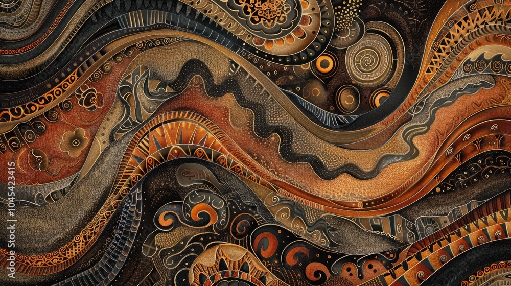 Abstract vivid patterns of old powerful symbol of ancient tribe ...