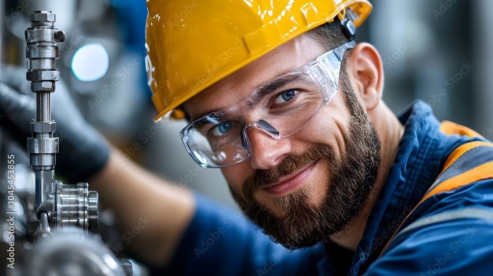 Factory Engineer Meticulously Setting Up Hydraulic Tube Bender Machine ...