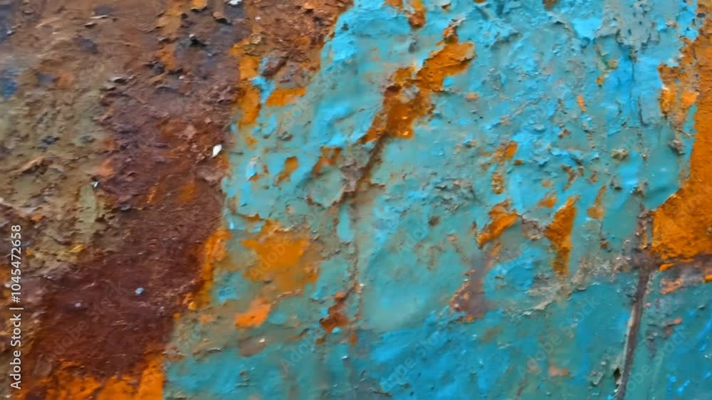 Stockvideon fps Orange Blue 60 Rusted Paint 4k Metal Surface rust ...