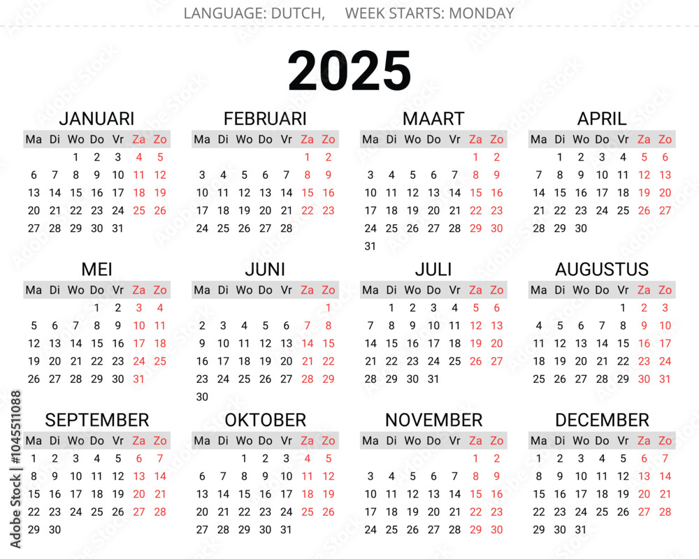 Poster 2025 dutch calendar – Wall Art | UkPosters