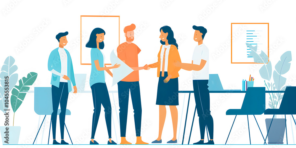 Imagen 2d tipo dibujo de personas en una oficina teniendo una junta ...