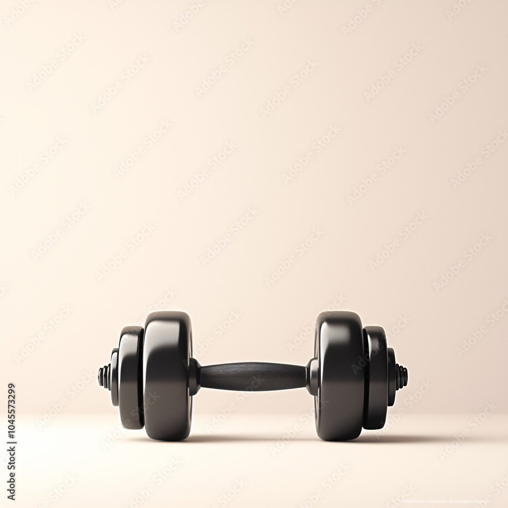 sleek black barbell rests against solid light background, showcasing ...