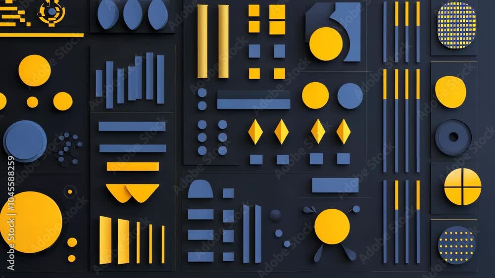 Bento grid layout with modern graphic design elements in gray color on ...