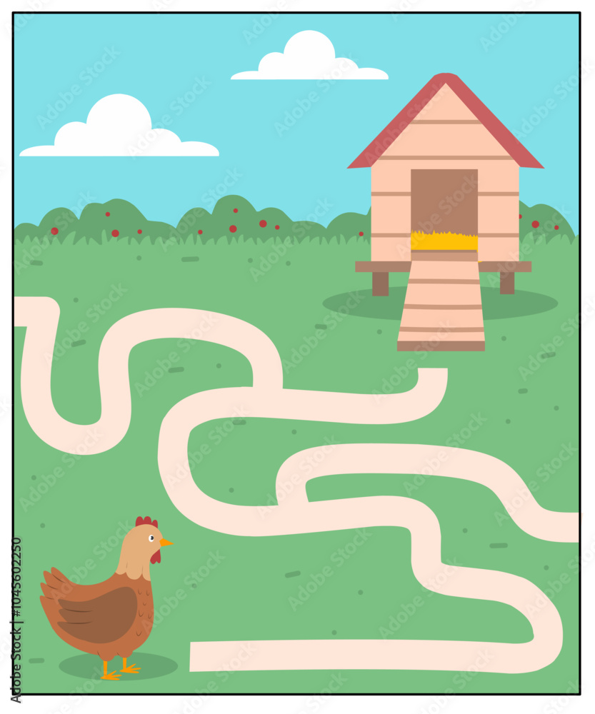 Help the chicken find the chicken coop, maze activity for kindergarten ...