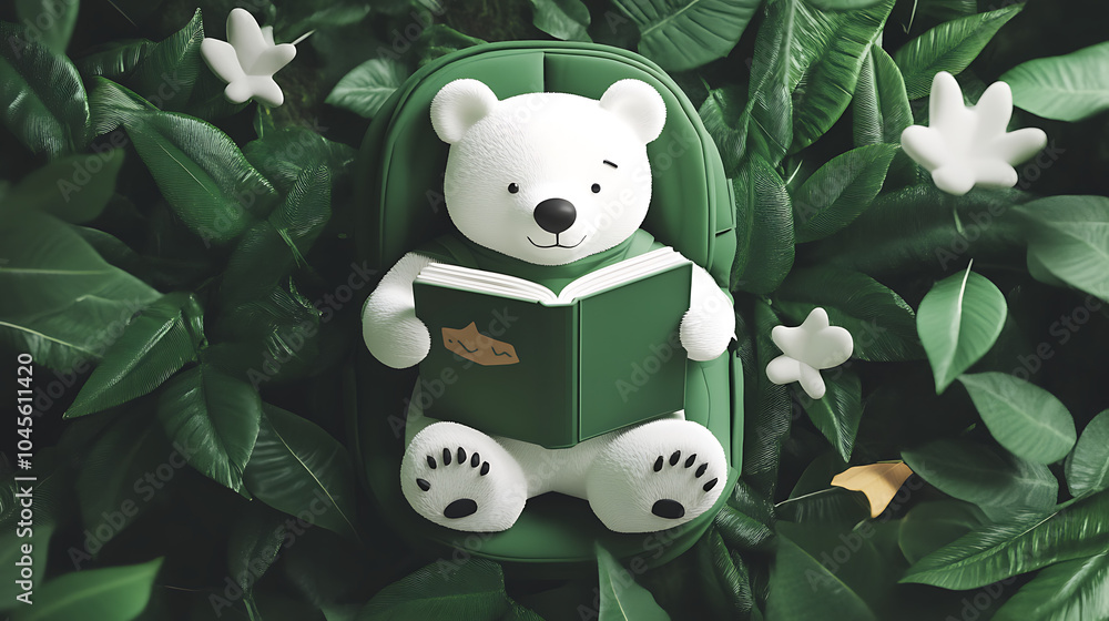 Baby bear reading a map, sarcastic smirk, surreal 3D adventure scene ...