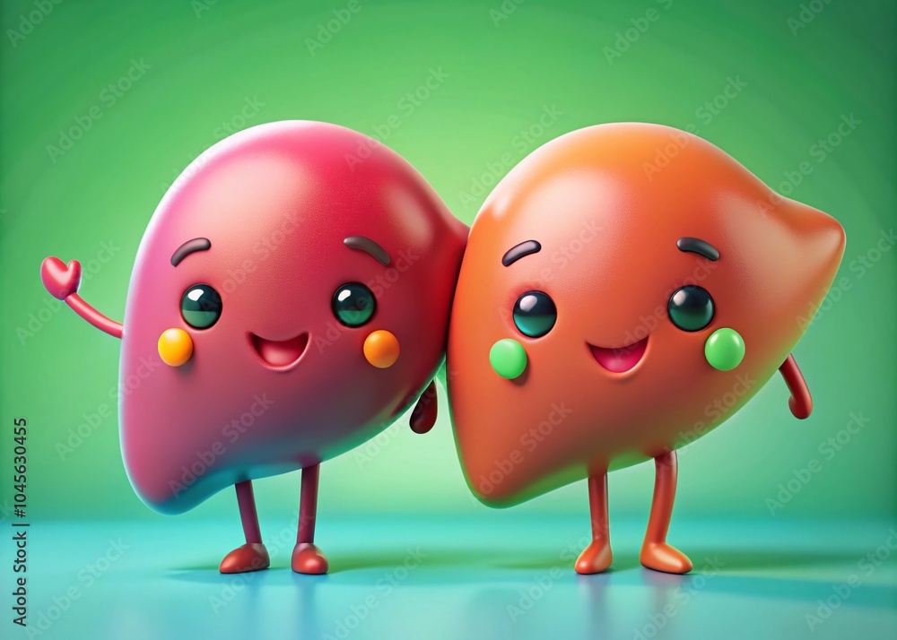 Cute Liver Characters with Smiling and Sad Faces - Kawaii Human ...
