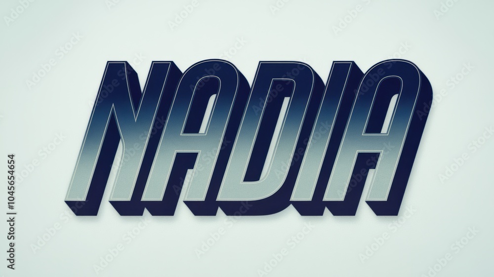Stylized Typography: 'NADIA' in Bold Blue Gradient, Ideal for Branding ...