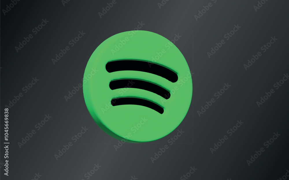 Spotify 3D icon on black background. Minimal and modern green Spotify ...