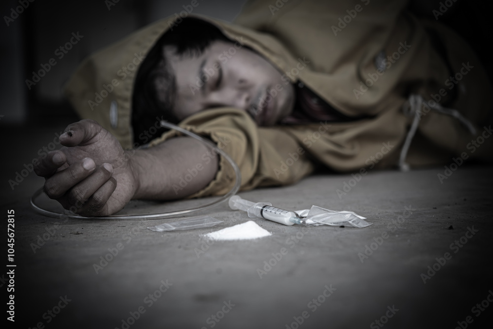 Asian guy hooked faint because of a drug overdose.world anti drug day ...