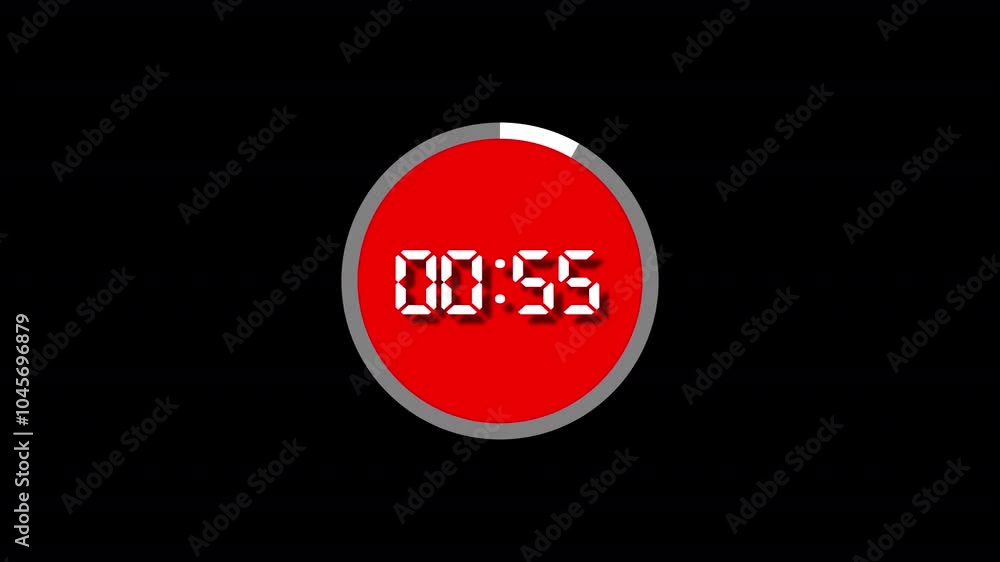 One minute countdown timer animation from 60 seconds to 0 seconds with ...