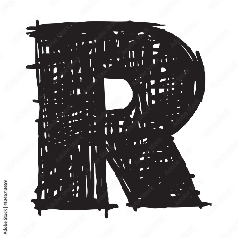 Grunge capital letter R. Distressed, Punk and grunge style. Bold brush ...