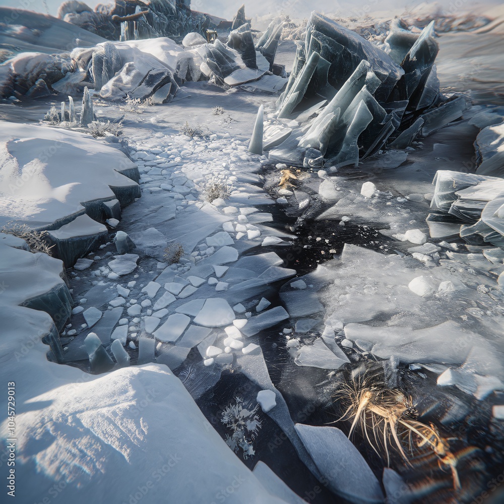 DnD Battlemap: Frozen Wasteland with Cracked Ice and Jagged Glaciers ...