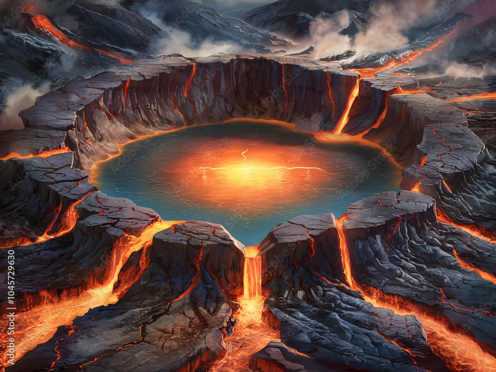 DnD Battlemap: Fiery Lava Pit with Cracked Terrain and Volcanic ...