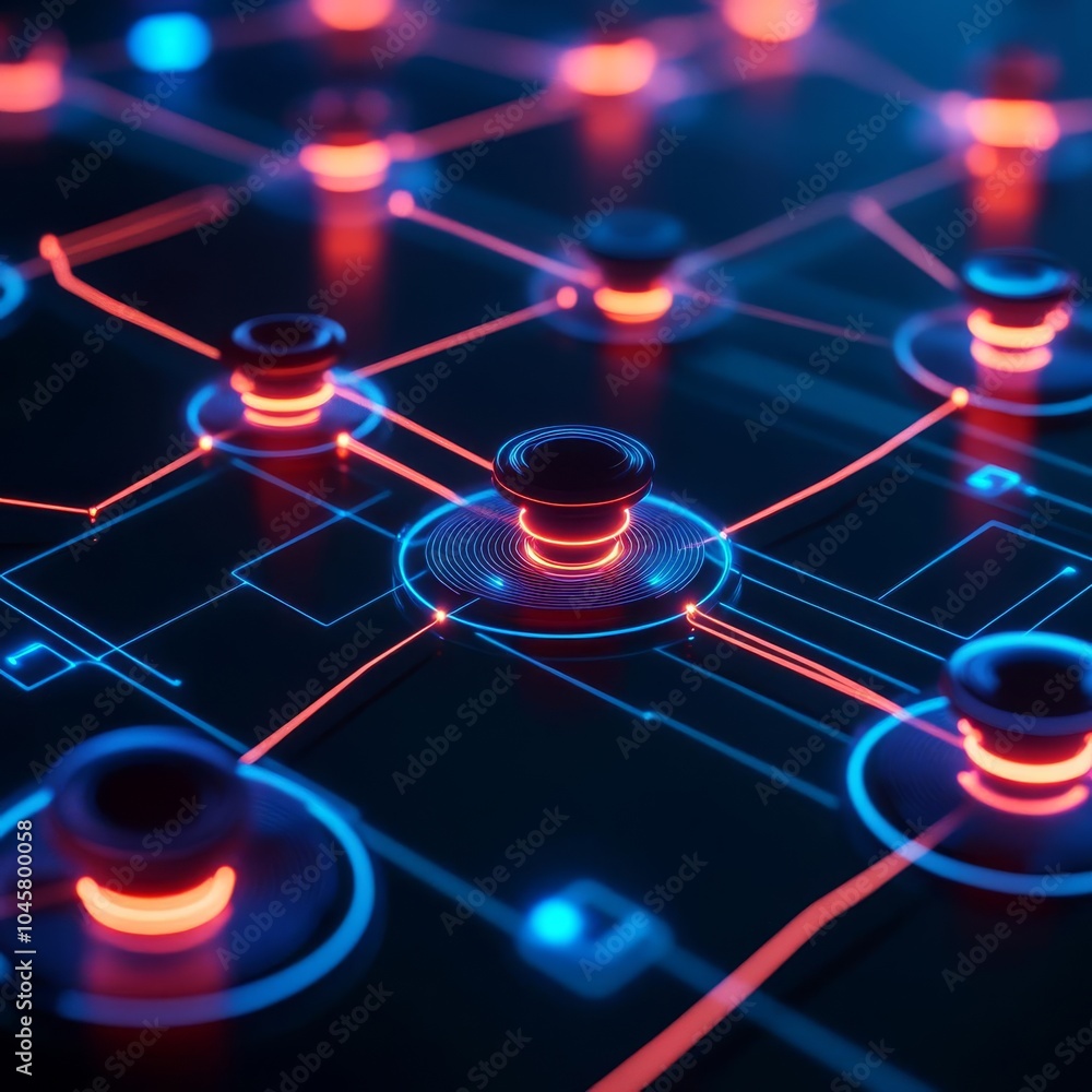 Blockchain-powered innovation lab, glowing digital nodes, futuristic ...