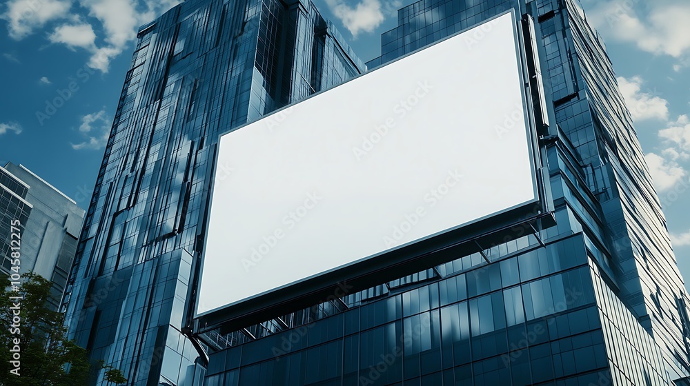 Blank digital signage embedded in a glass atrium building A digital ...