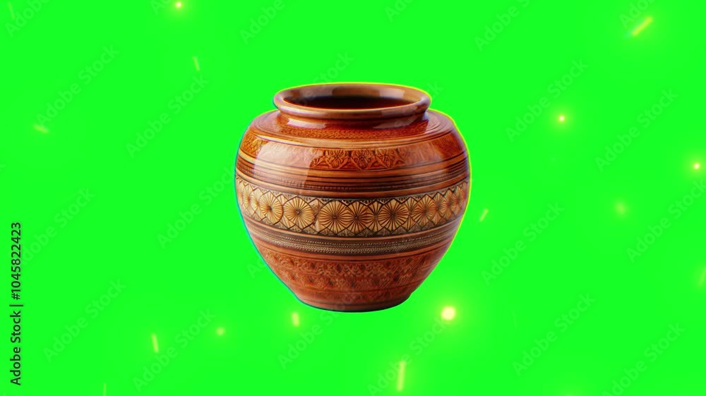 Wooden jar green screen animation motion graphic with chroma key clip ...