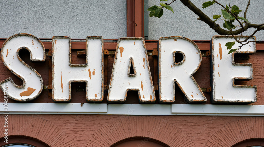 Vintage and Rustic Share Sign for Social Media, Community, and ...