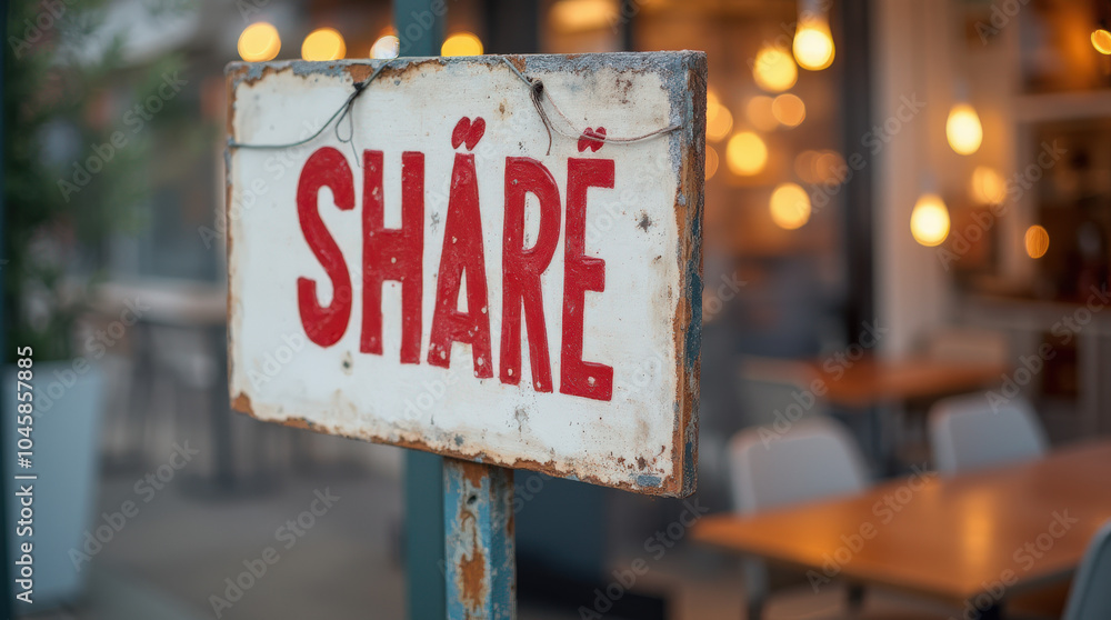 Vintage and Rustic Share Sign for Social Media, Community, and ...
