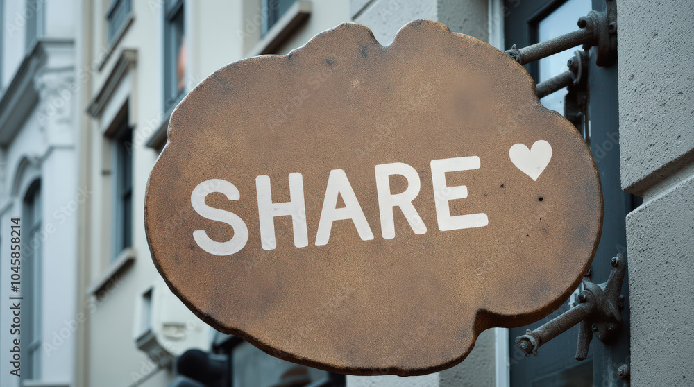 Vintage and Rustic Share Sign for Social Media, Community, and ...