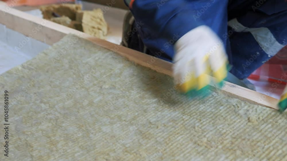 Insulation of a frame house with mineral wool. Cutting, fitting, laying ...