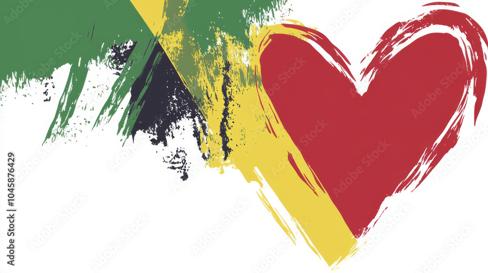 Jamaican Love: A vibrant, hand-painted heart in red, symbolizing love ...