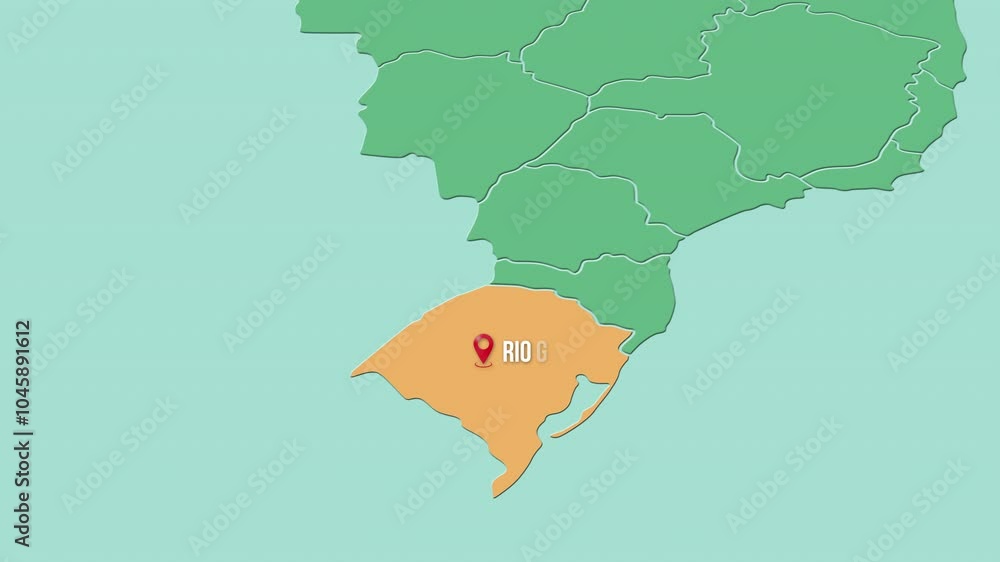 Mapa de Brasil con división política resaltando el estado Río Grande ...
