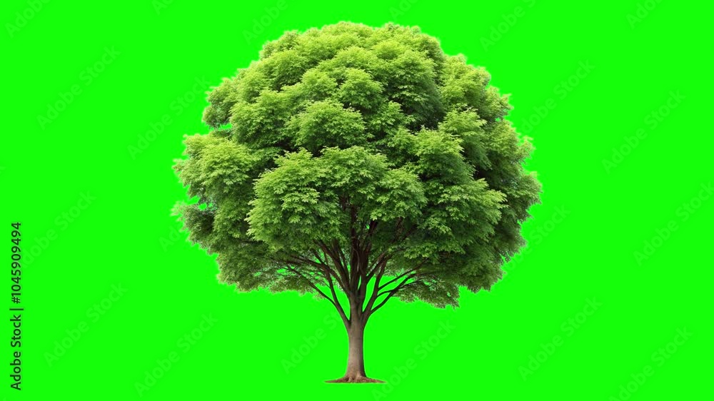 green tree green screen animation motion graphic with chroma key clip ...