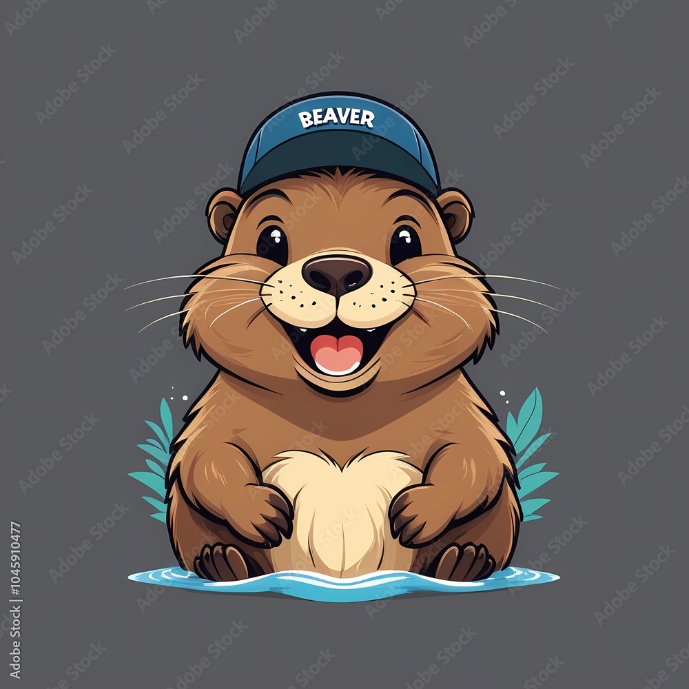 ภาพประกอบสต็อก smiling beaver, beaver vector, animal vector, cartoon ...